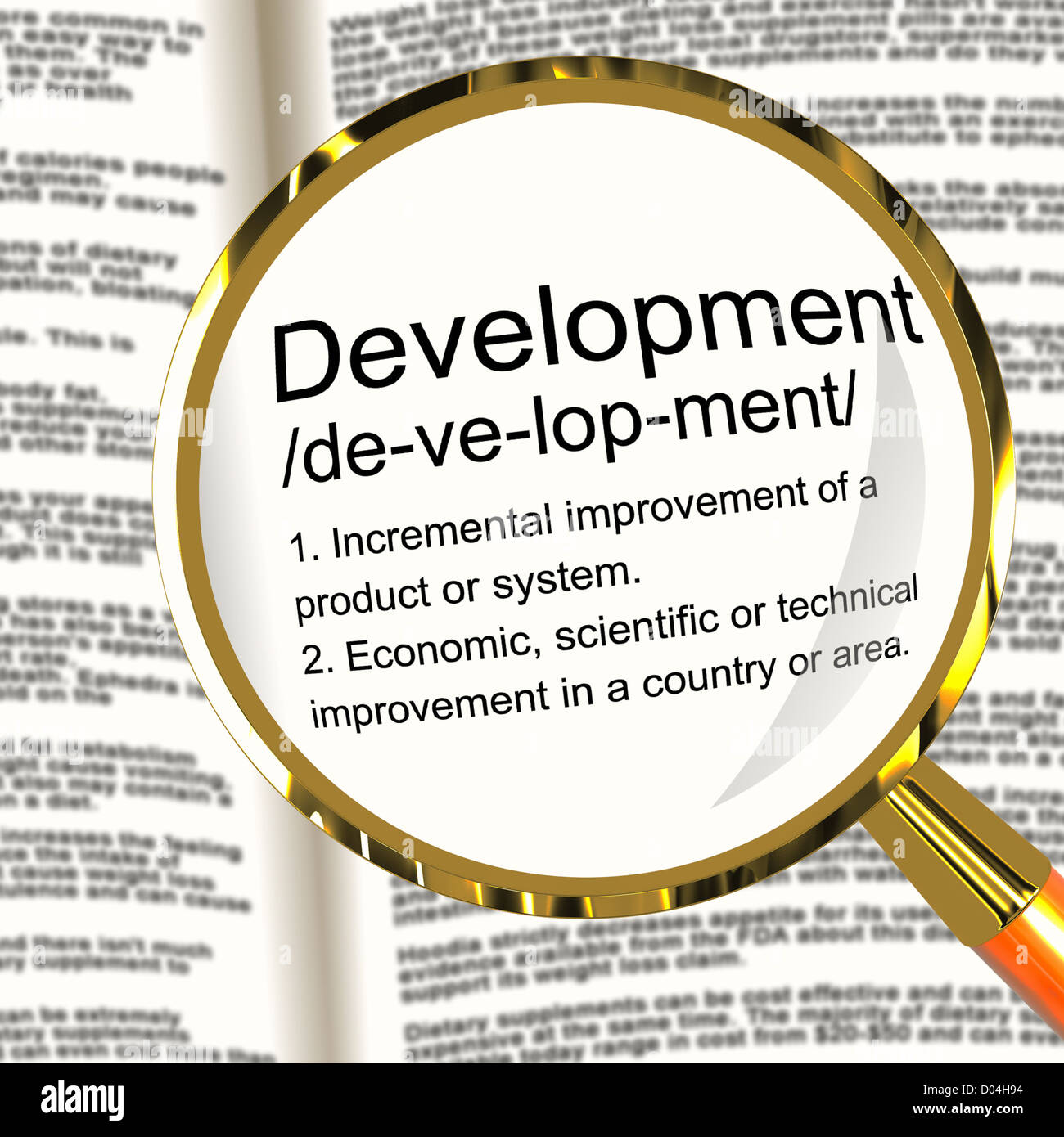 Development Definition Magnifier Shows Improvement Growth Or ...