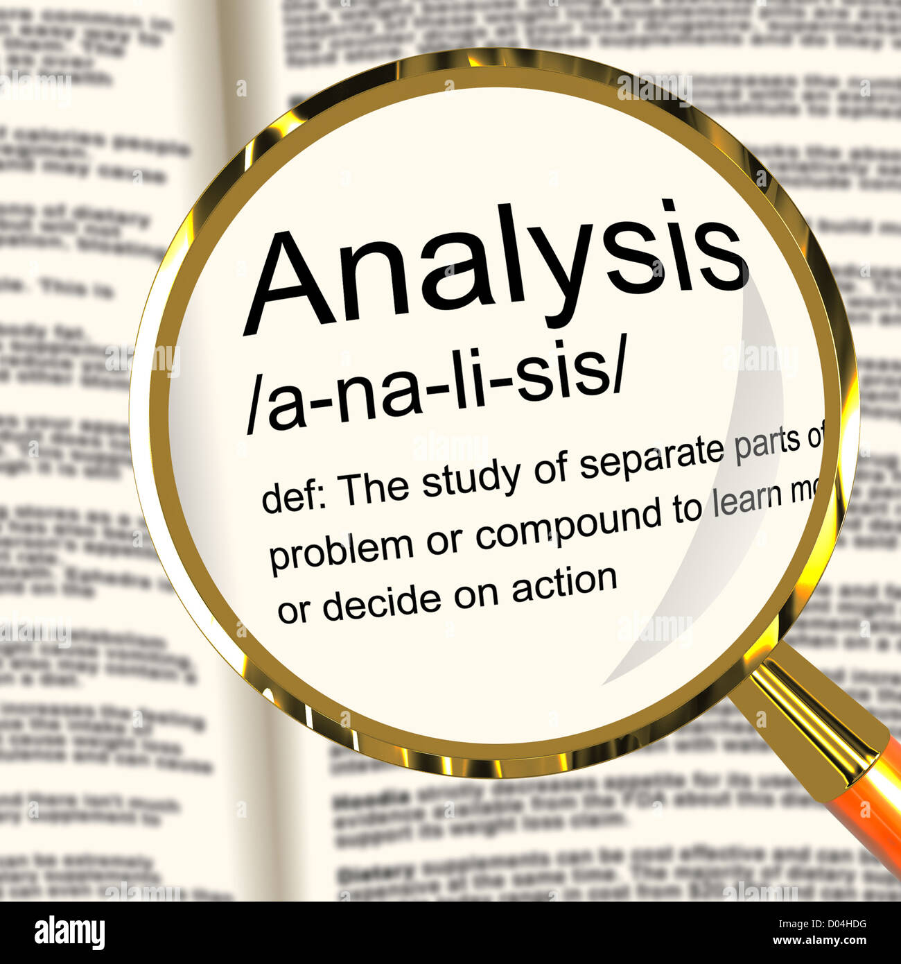Analysis Definition Magnifier Shows Probing Study Or Examining Stock ...