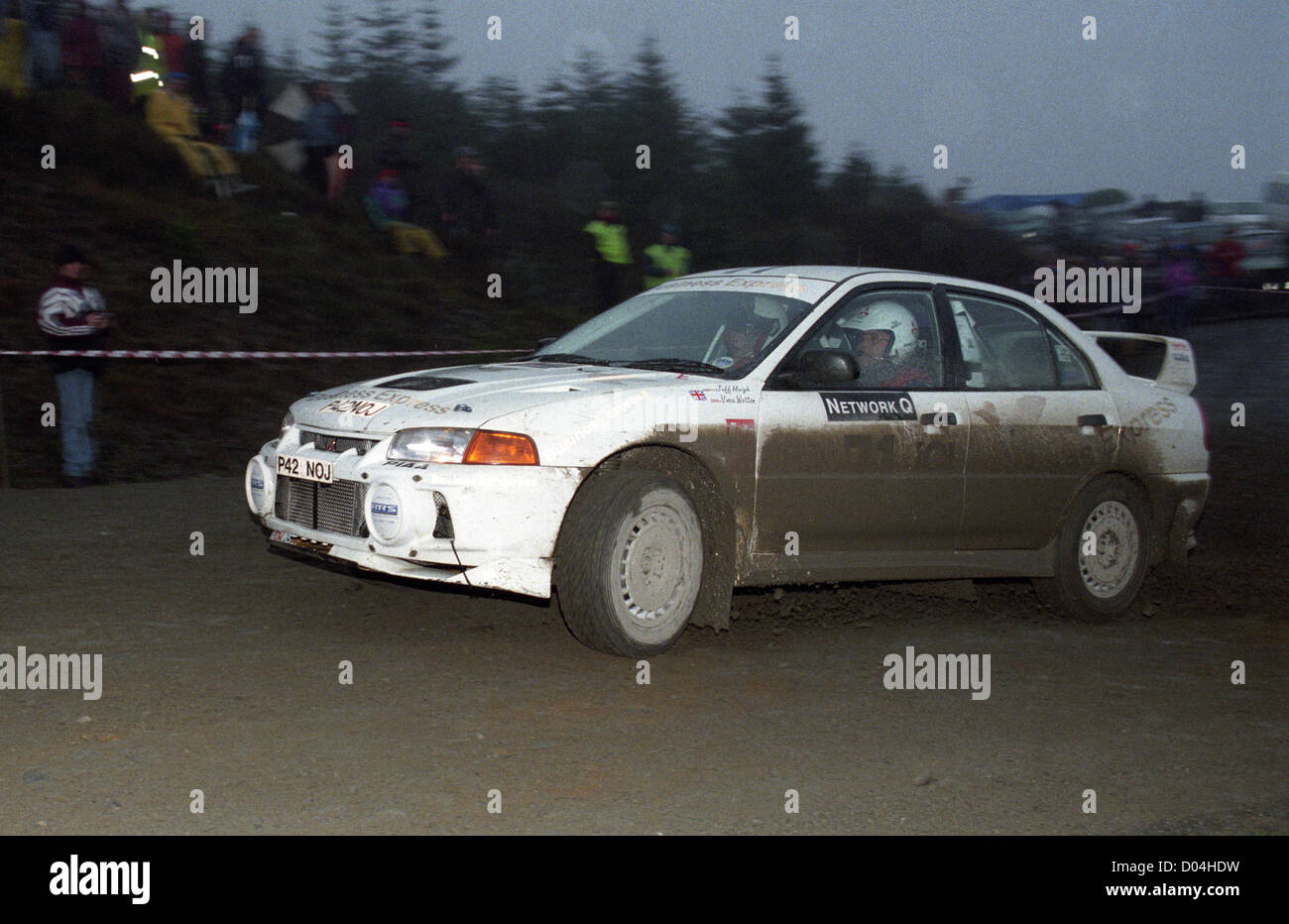 Vince Wetton and Joff Haigh driving Mitsubishi Lancer Evolution during ...