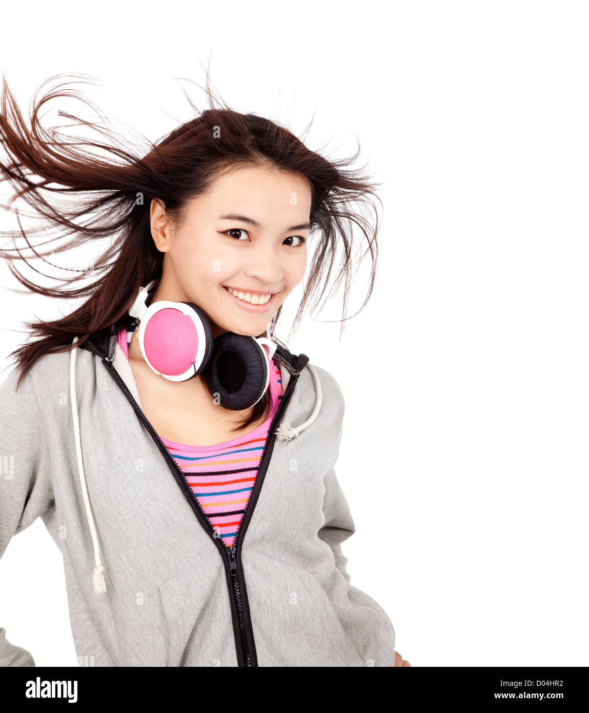 beautiful asian woman with headphones Stock Photo - Alamy