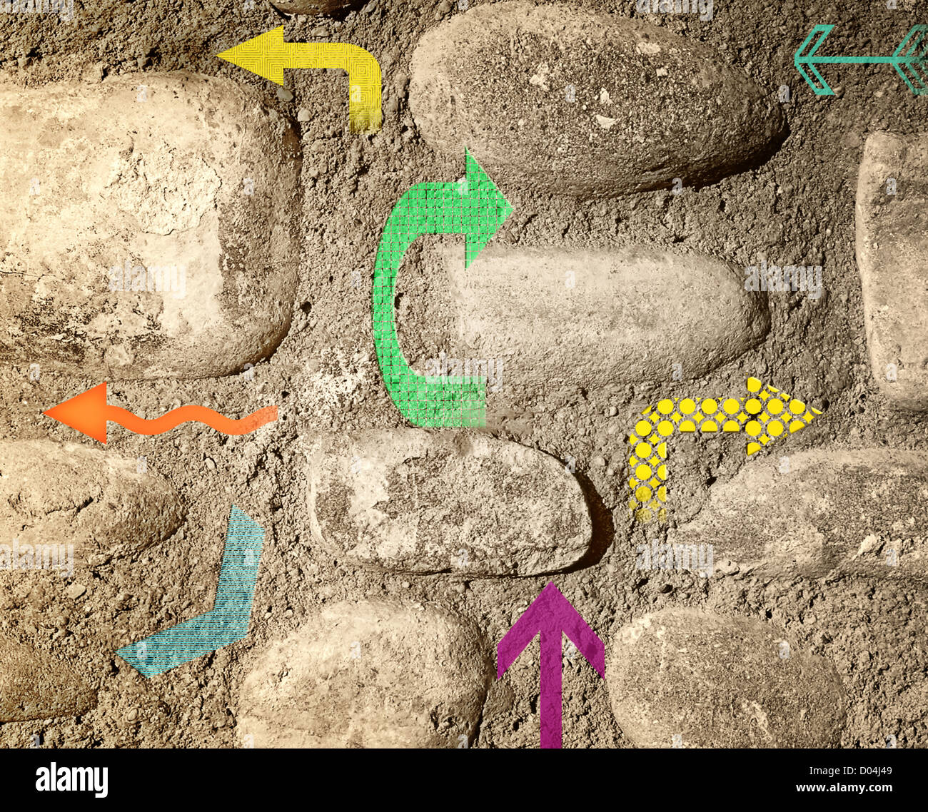 Rocks & Arrows - concept background Stock Photo - Alamy