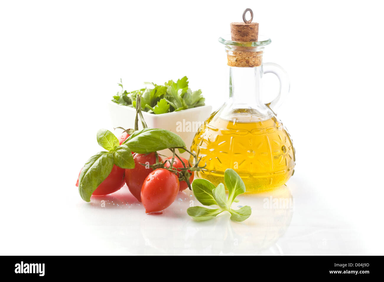 photo of different ingredients for salad on white isolated background ...