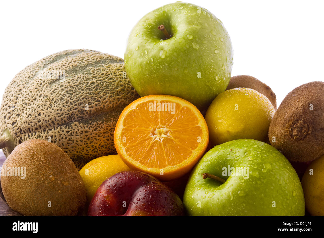 photo of different organic fruits with water drops Stock Photo - Alamy
