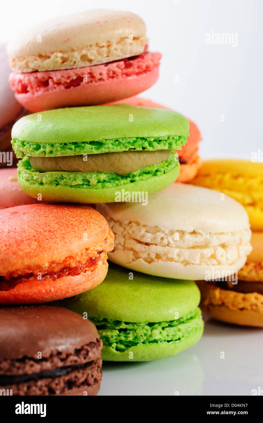Colorful macaroons on white background Stock Photo - Alamy