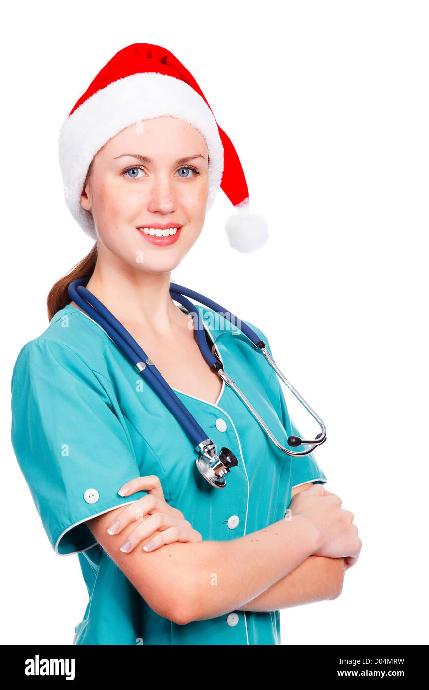 Christmas doctor, isolated over a white background Stock Photo - Alamy
