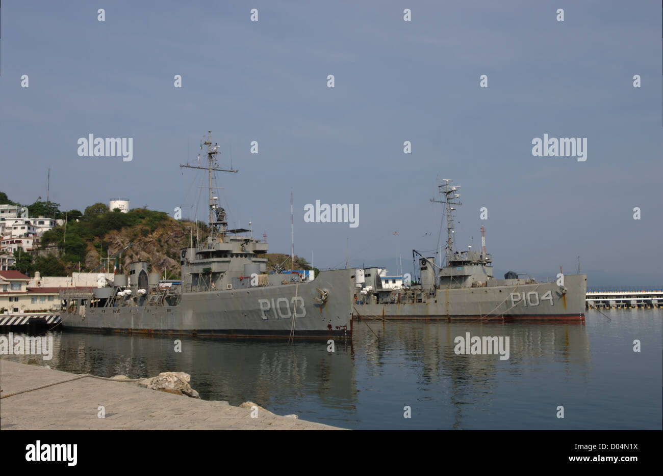 Mexican frigates in Manzanillo harbour Stock Photo - Alamy