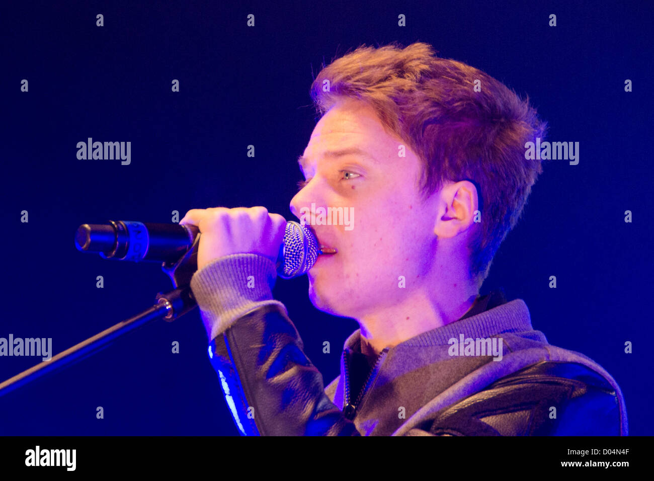 KENT, UNITED KINGDOM. 16 NOVEMBER 2012. Conor Maynard performing before ...