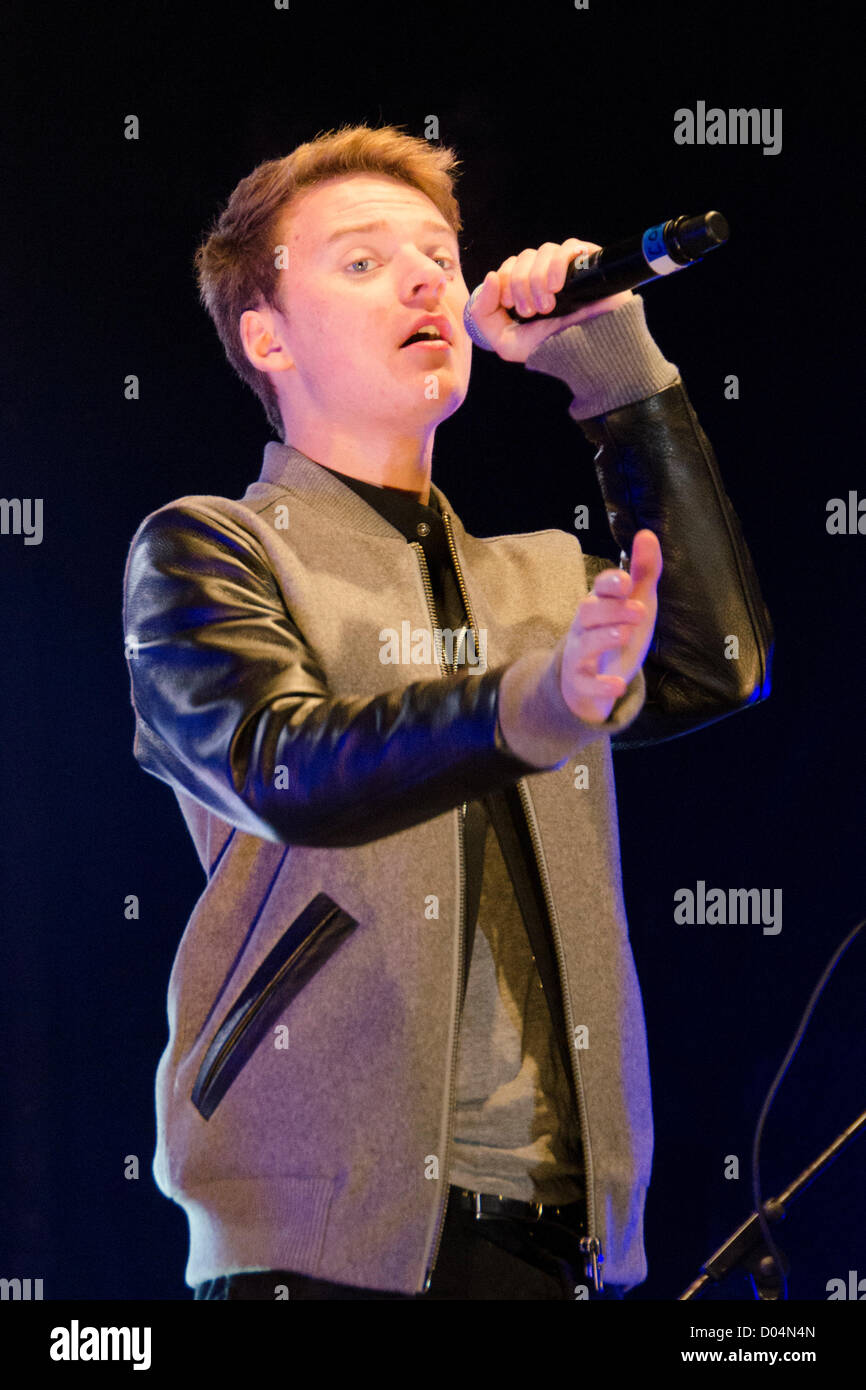 KENT, UNITED KINGDOM. 16 NOVEMBER 2012. Conor Maynard performing before ...