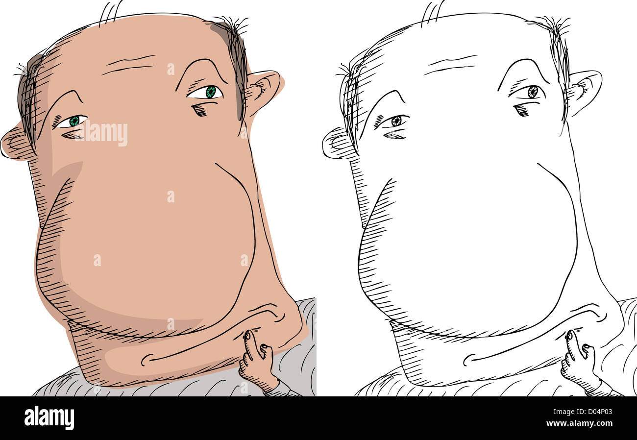 Balding European man scratching chin with finger Stock Photo - Alamy