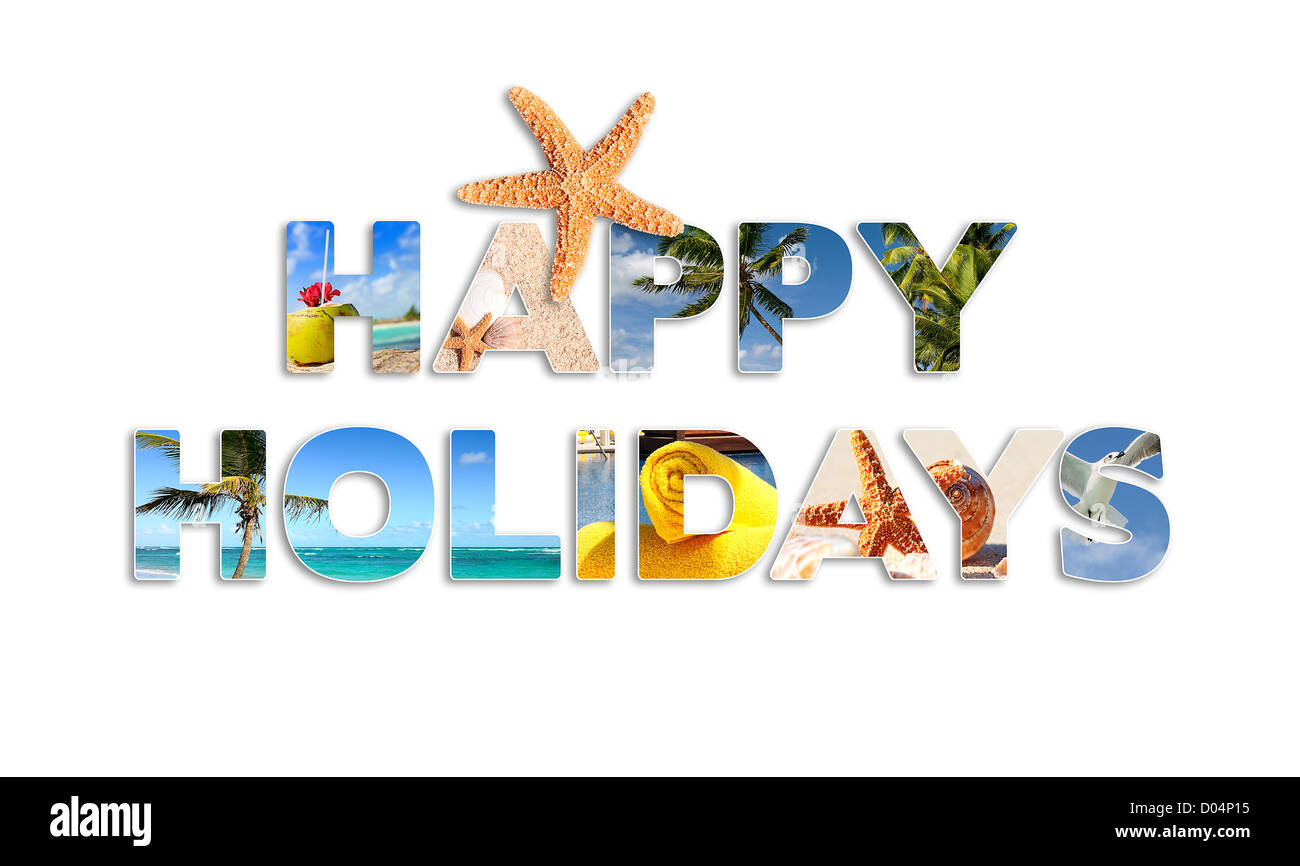 Graphic words to wish good holidays in french language Stock Photo - Alamy