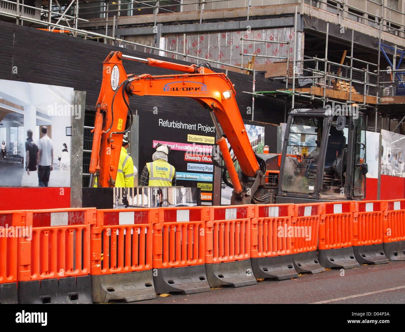 Large digger out side a construction site in Bristol, November 2012 ...