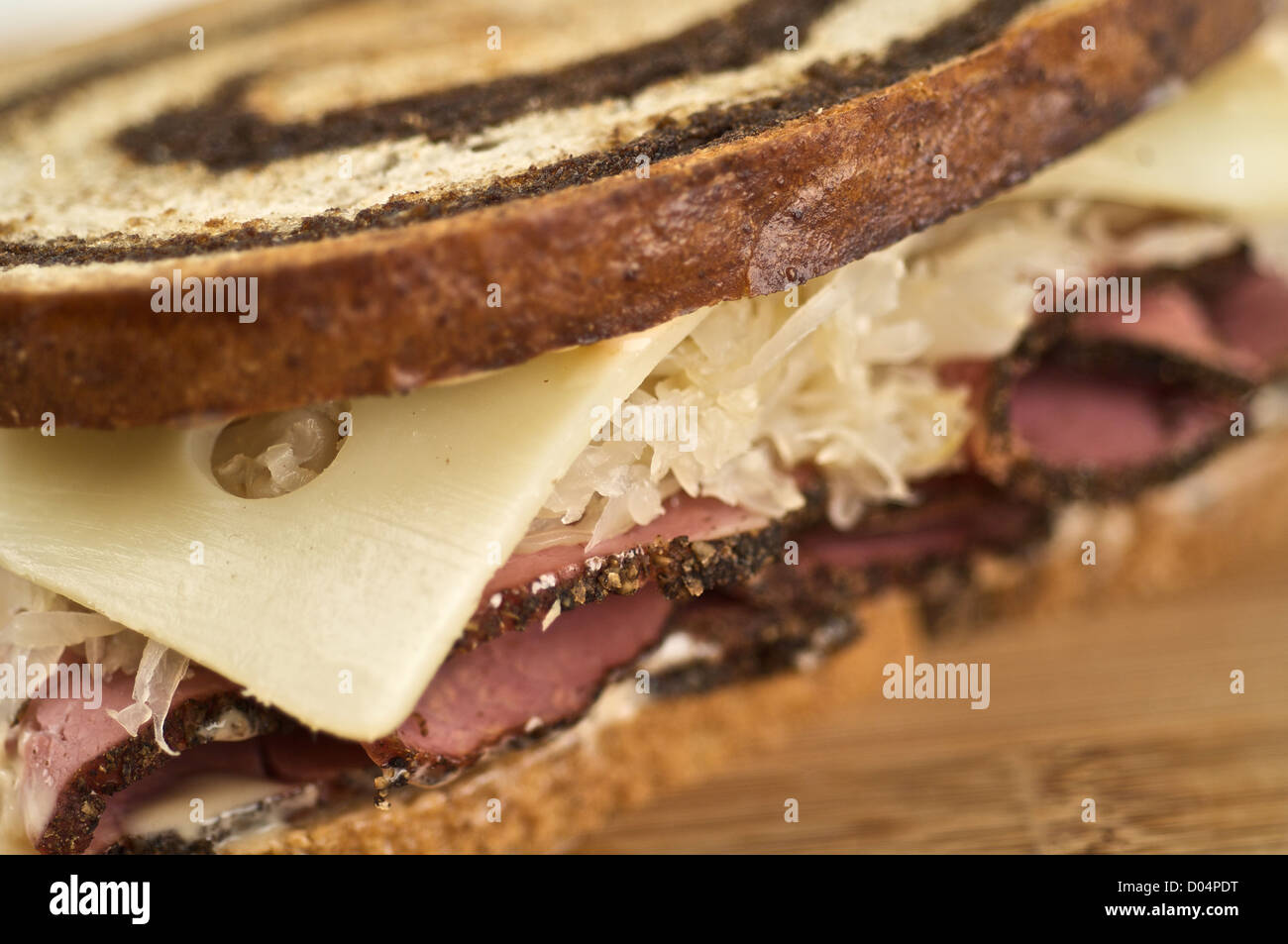 Roast beef sandwich on swirl rye bread Stock Photo - Alamy