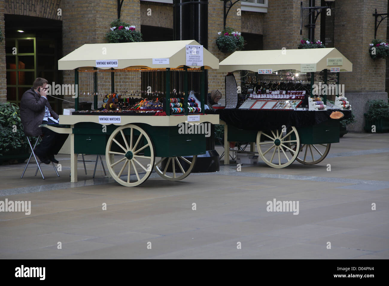 Market stall barrows in Hays Galleria near London Bridge, November 2012 ...