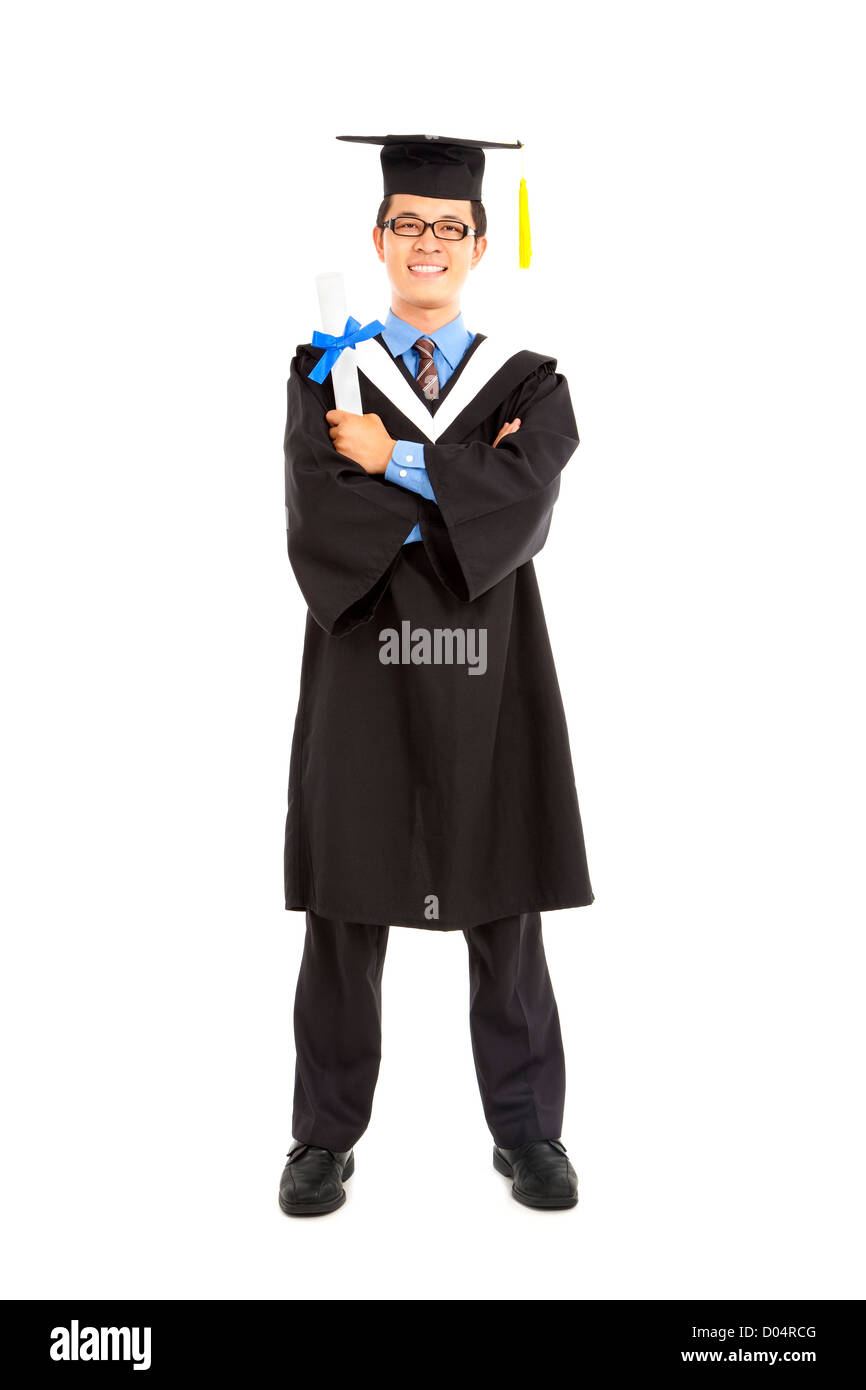 Full length of happy graduating student Stock Photo - Alamy