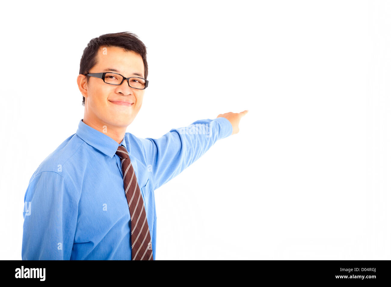 asian young business man pointing at something Stock Photo - Alamy
