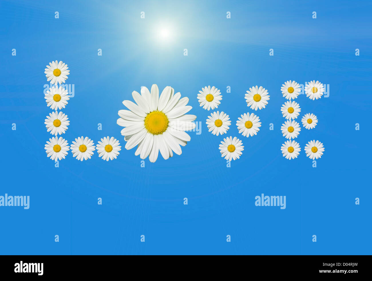 the word love made in daisies flower Stock Photo - Alamy