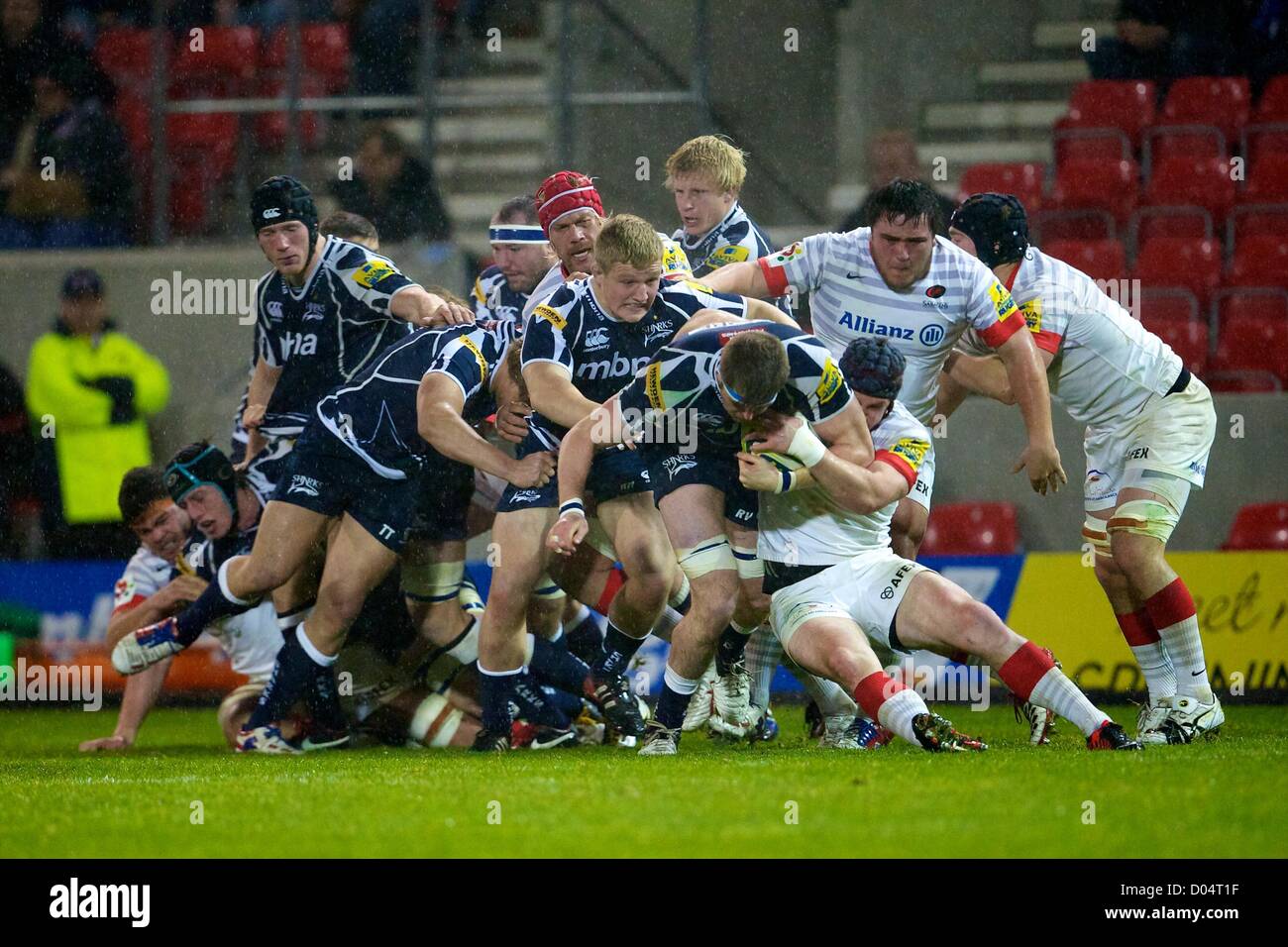 16.11.12 Salford, England. Sale Sharks English number 8 Richie Vernon ...