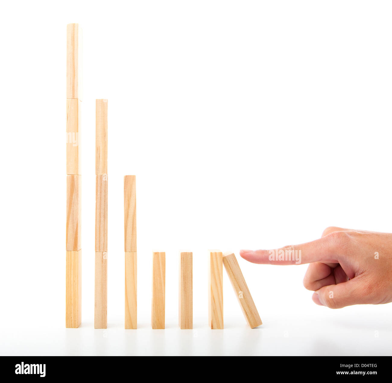 hand push down the wall from small to big concept Stock Photo - Alamy