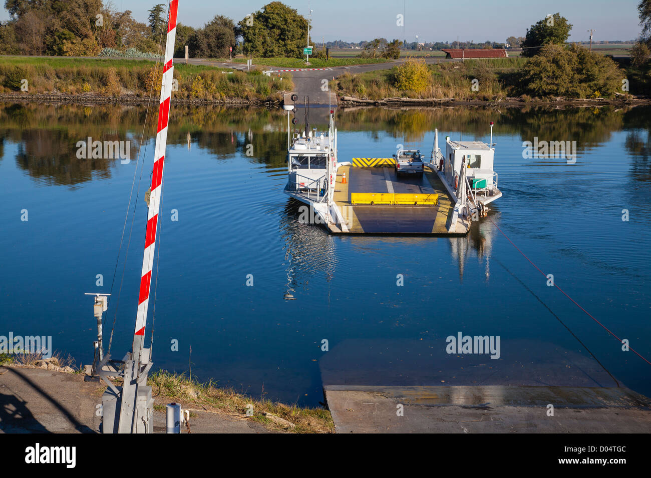 A diesel powered river ferry boat that crosses the Sacramento River ...