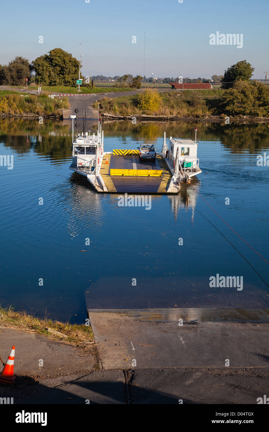 A diesel powered river ferry boat that crosses the Sacramento River ...