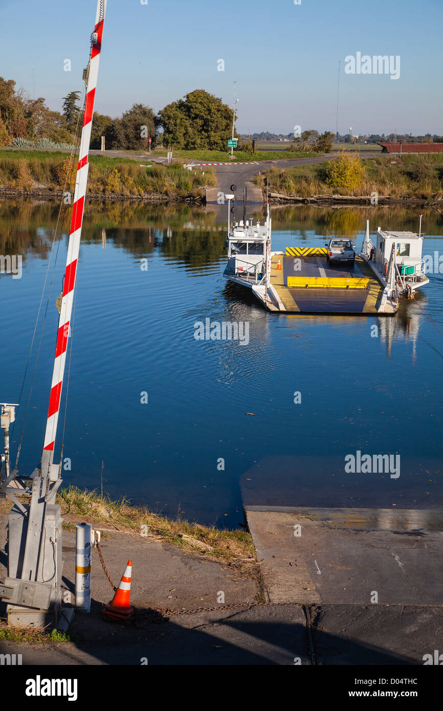 A diesel powered river ferry boat that crosses the Sacramento River ...
