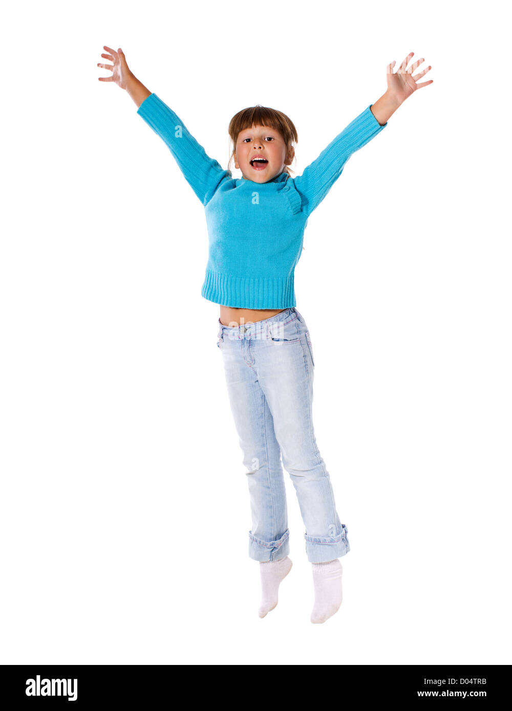 Happy excited Jumping girl isolated on white Stock Photo - Alamy