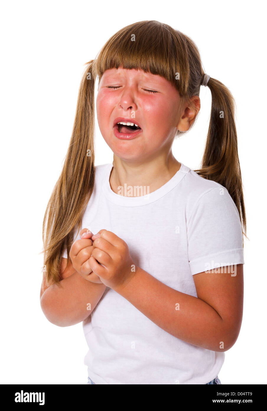 Crying aloud child with moody face isolated on white Stock Photo - Alamy