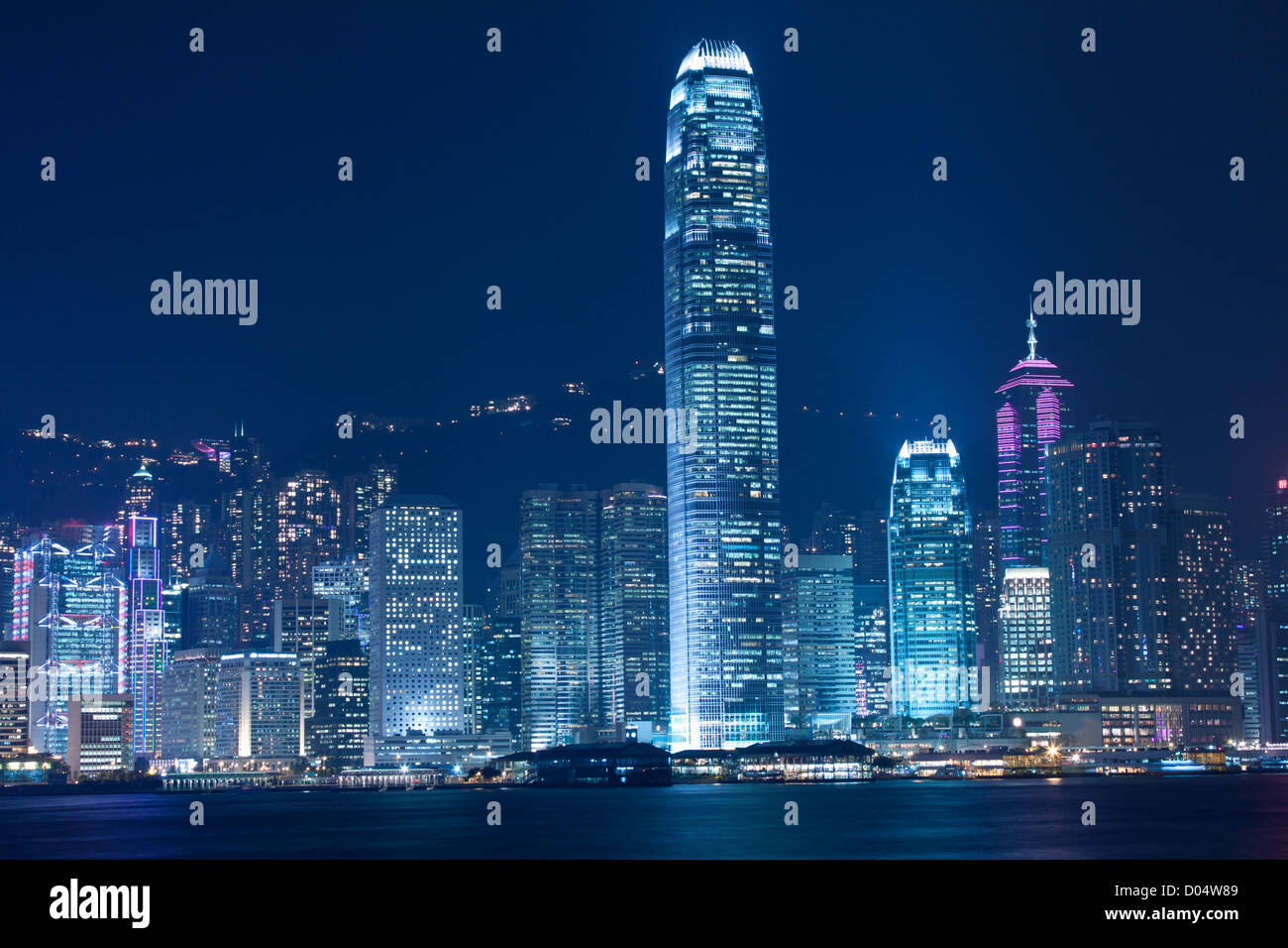 Hong Kong night view along Victoria Harbour Stock Photo - Alamy