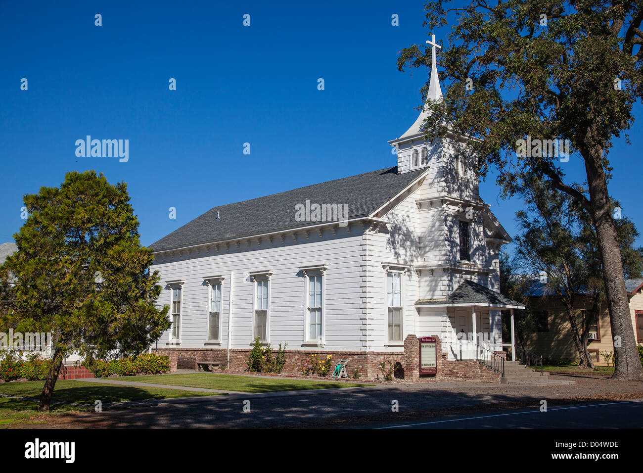 A front view of the outside of the Grimes Community Church in Grimes ...