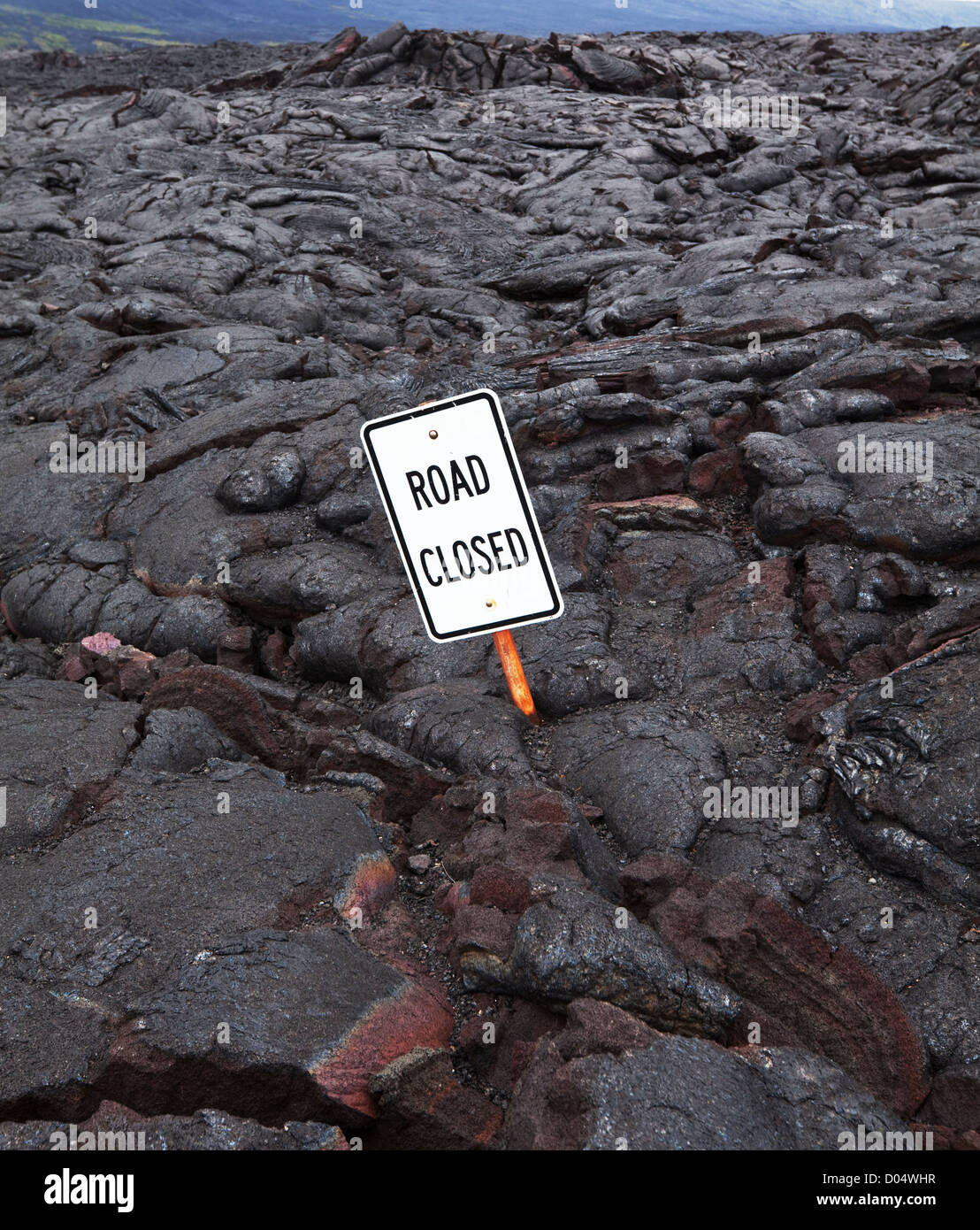 Road buried in lava Stock Photo - Alamy