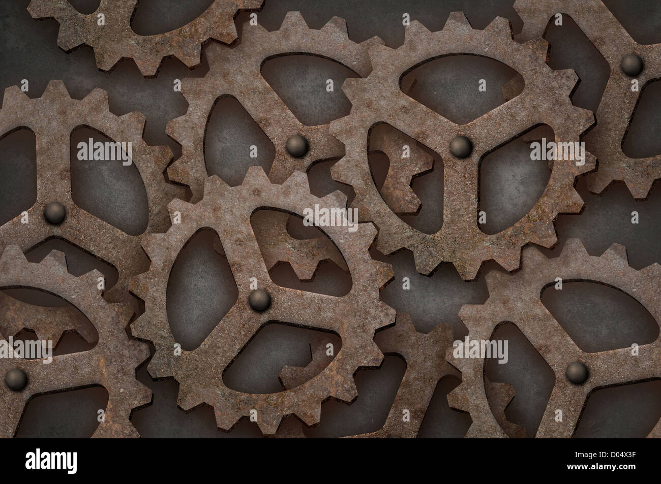 Distressed interlocking metal gears Stock Photo - Alamy