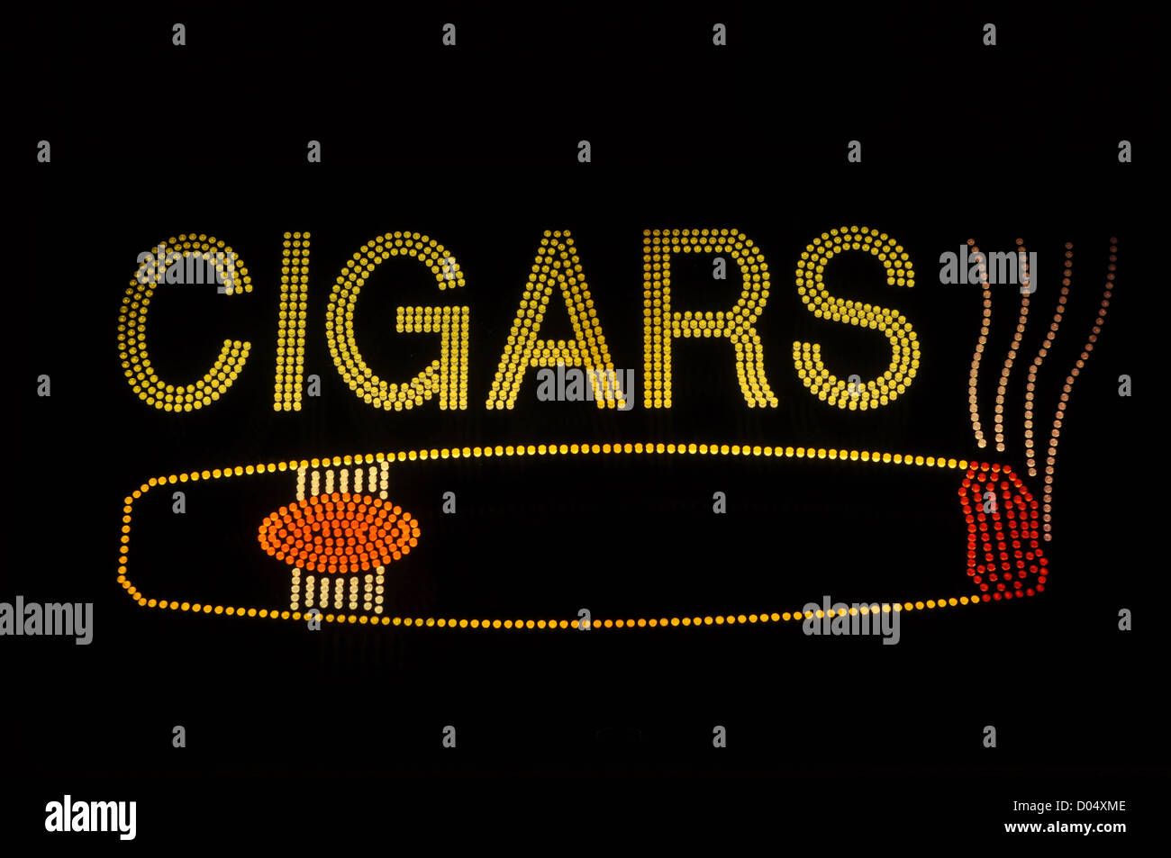 Cigar Neon Light Sign with Icon Stock Photo - Alamy