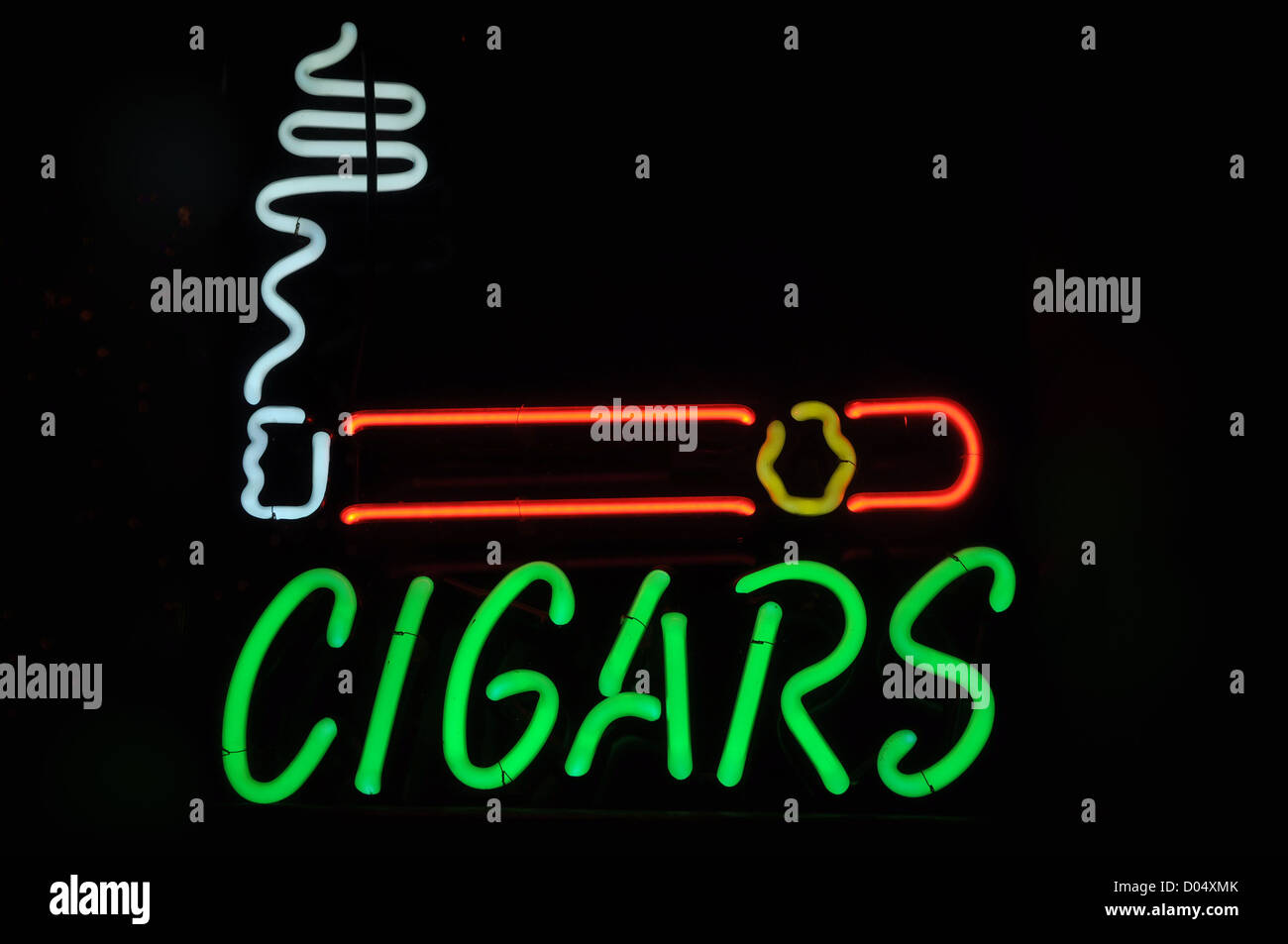 Cigars Neon Light Smoking Sign Stock Photo - Alamy