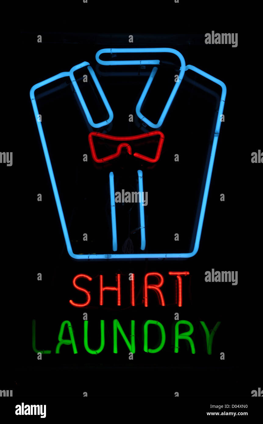 Dress Shirt with Red Bow Tie Neon Light Sign Stock Photo - Alamy