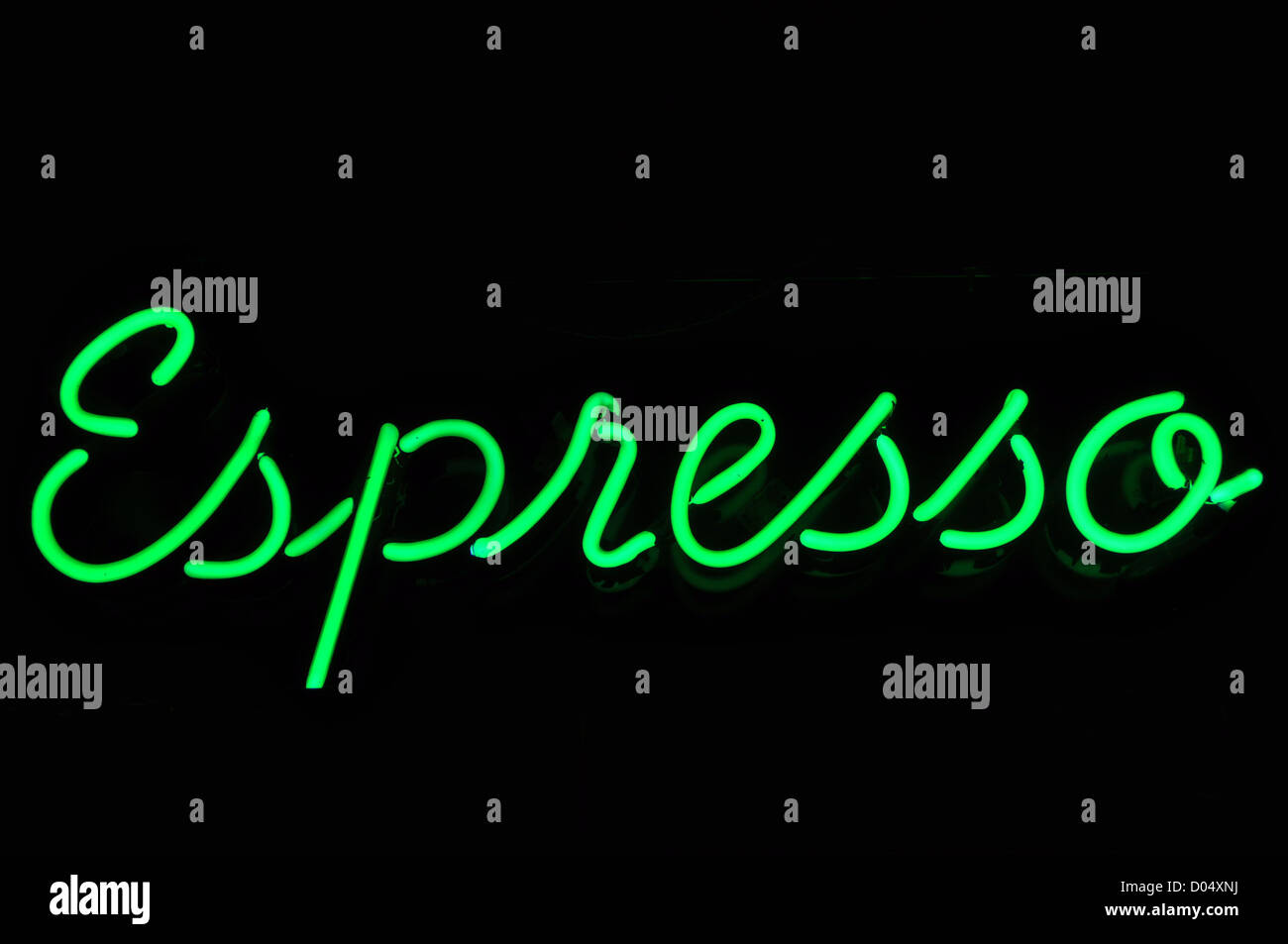 Green Espresso Neon Light Sign Stock Photo - Alamy