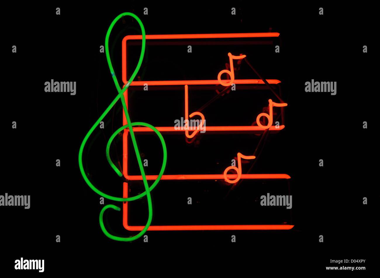 Music Note Neon Light Sign Stock Photo - Alamy