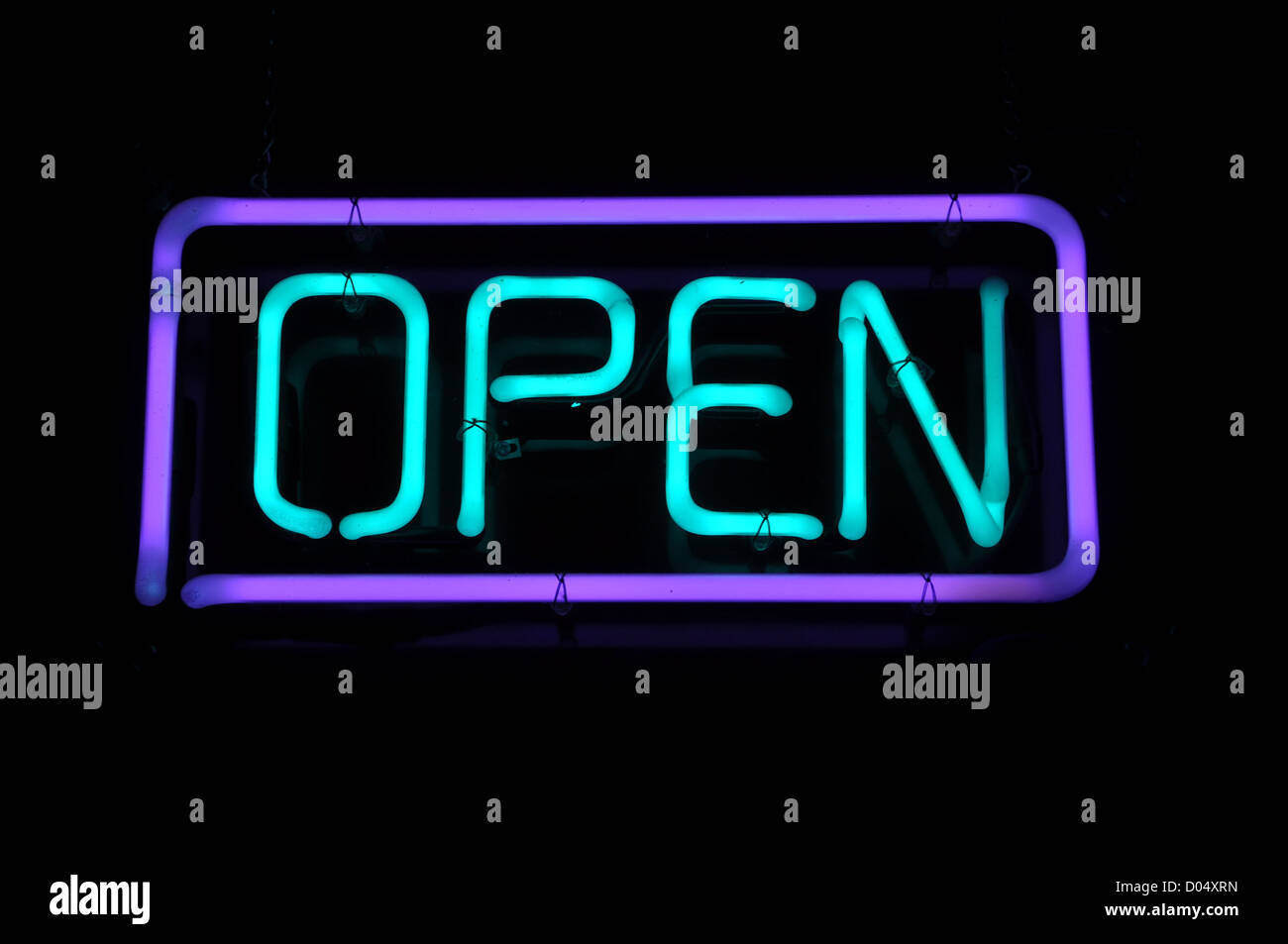 Open Neon Sign Stock Photo - Alamy