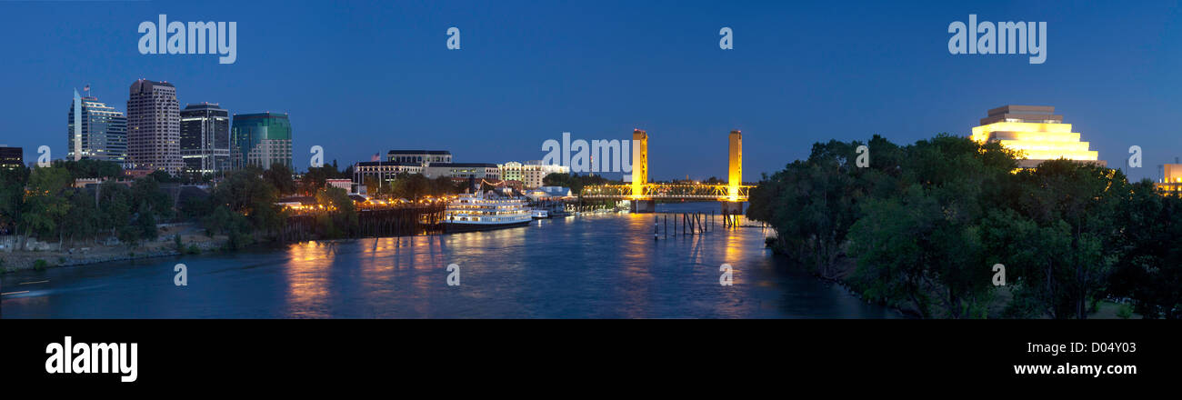 Panorama of the Sacramento City skyline at dusk, including downtown ...