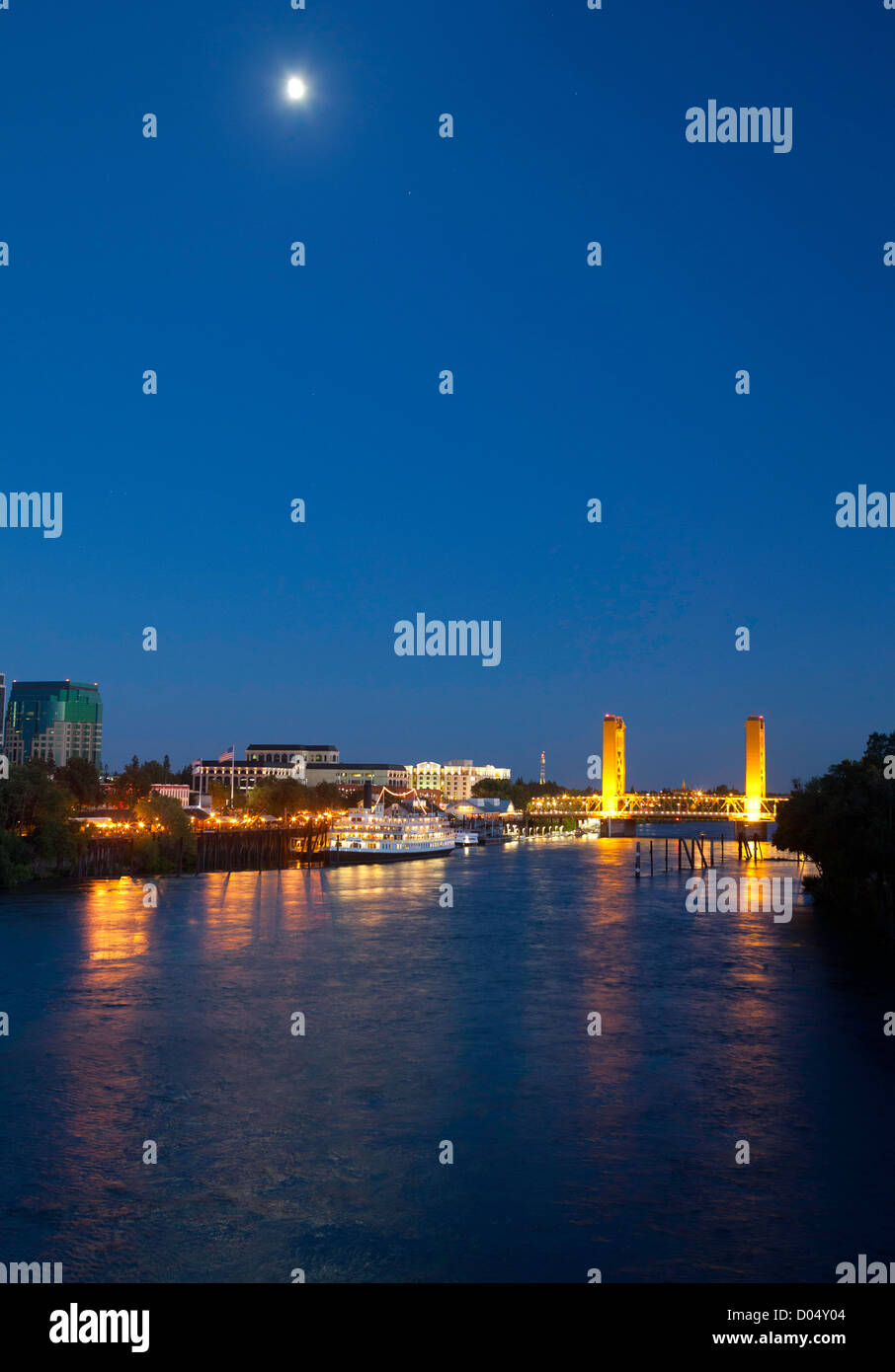View of the Sacramento City skyline at dusk, including downtown ...