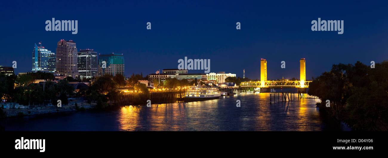 Panorama of the Sacramento City skyline at dusk, including downtown ...
