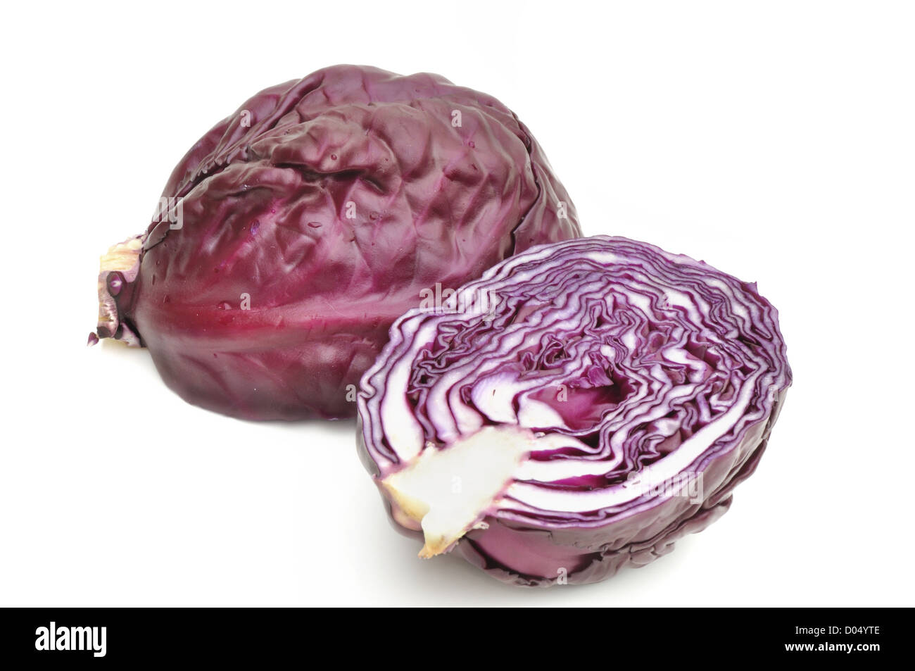 Red cabbage cut in half isolated on white background Stock Photo - Alamy