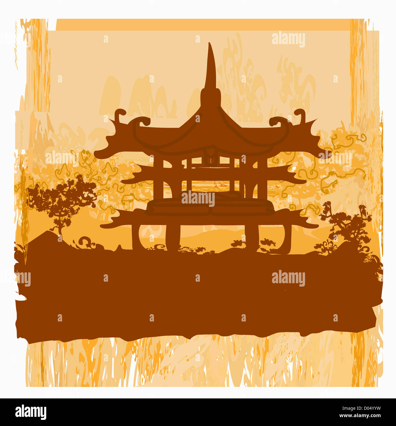 old paper with Asian Landscape Stock Photo - Alamy