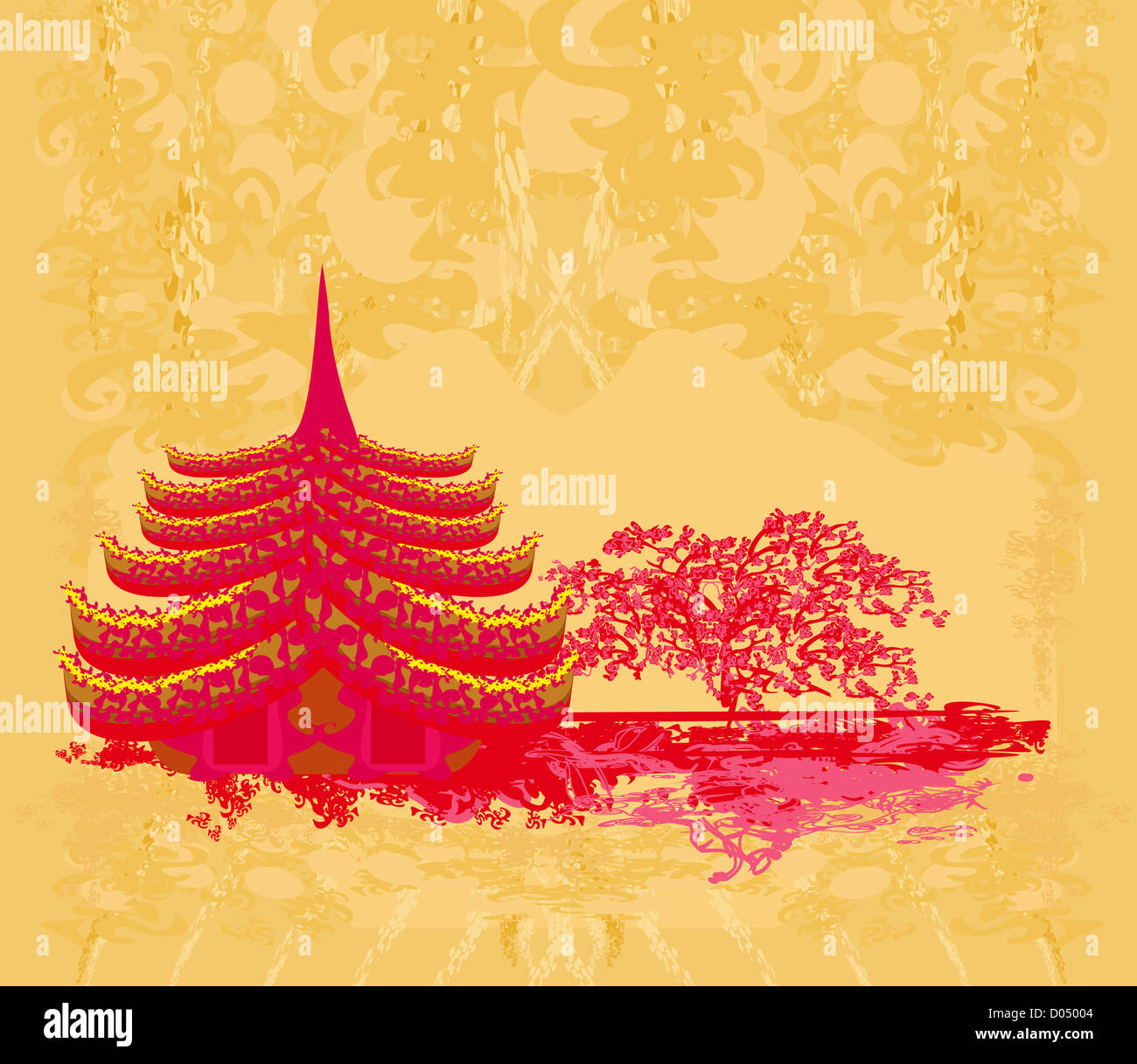 old paper with Asian Landscape Stock Photo - Alamy