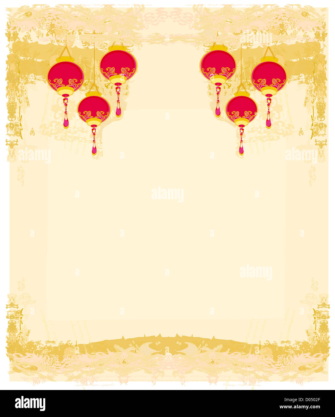 Chinese New Year card with Chinese lanterns Stock Photo - Alamy