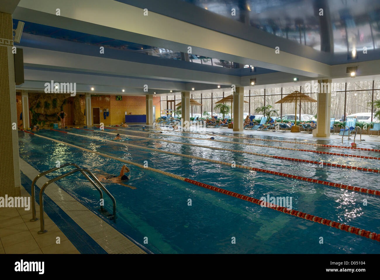 Swimming pool in large fitness center Stock Photo - Alamy