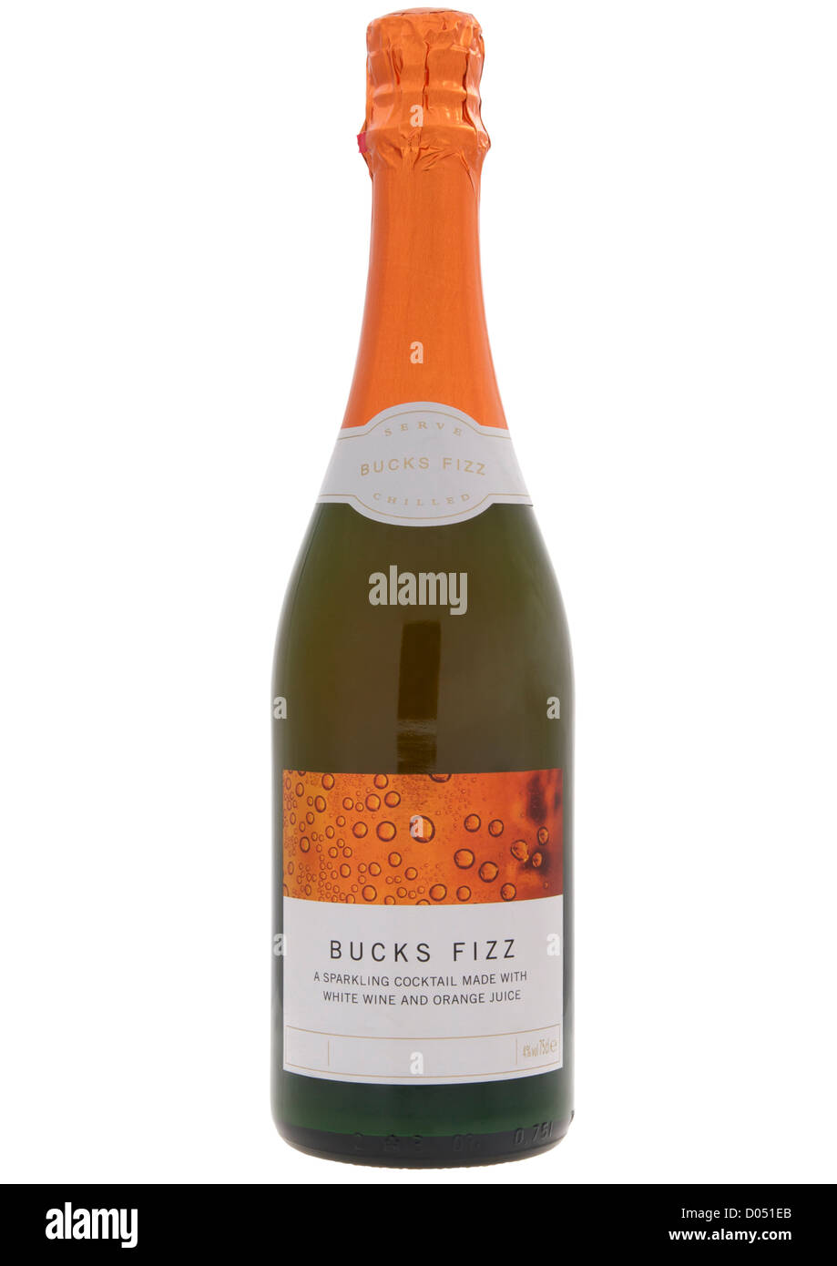 Bottle of buck fizz on white background Stock Photo - Alamy