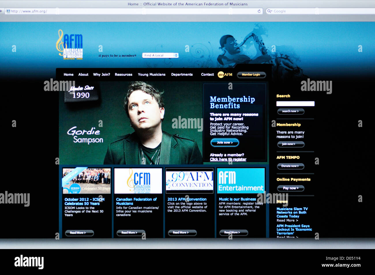 American Federation of Musicians union website Stock Photo - Alamy