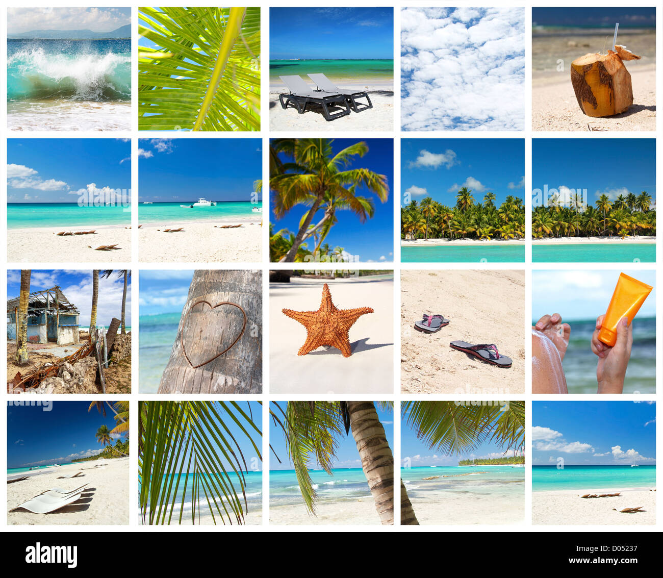 Tropical collage with different parts of caribbean landscape Stock ...