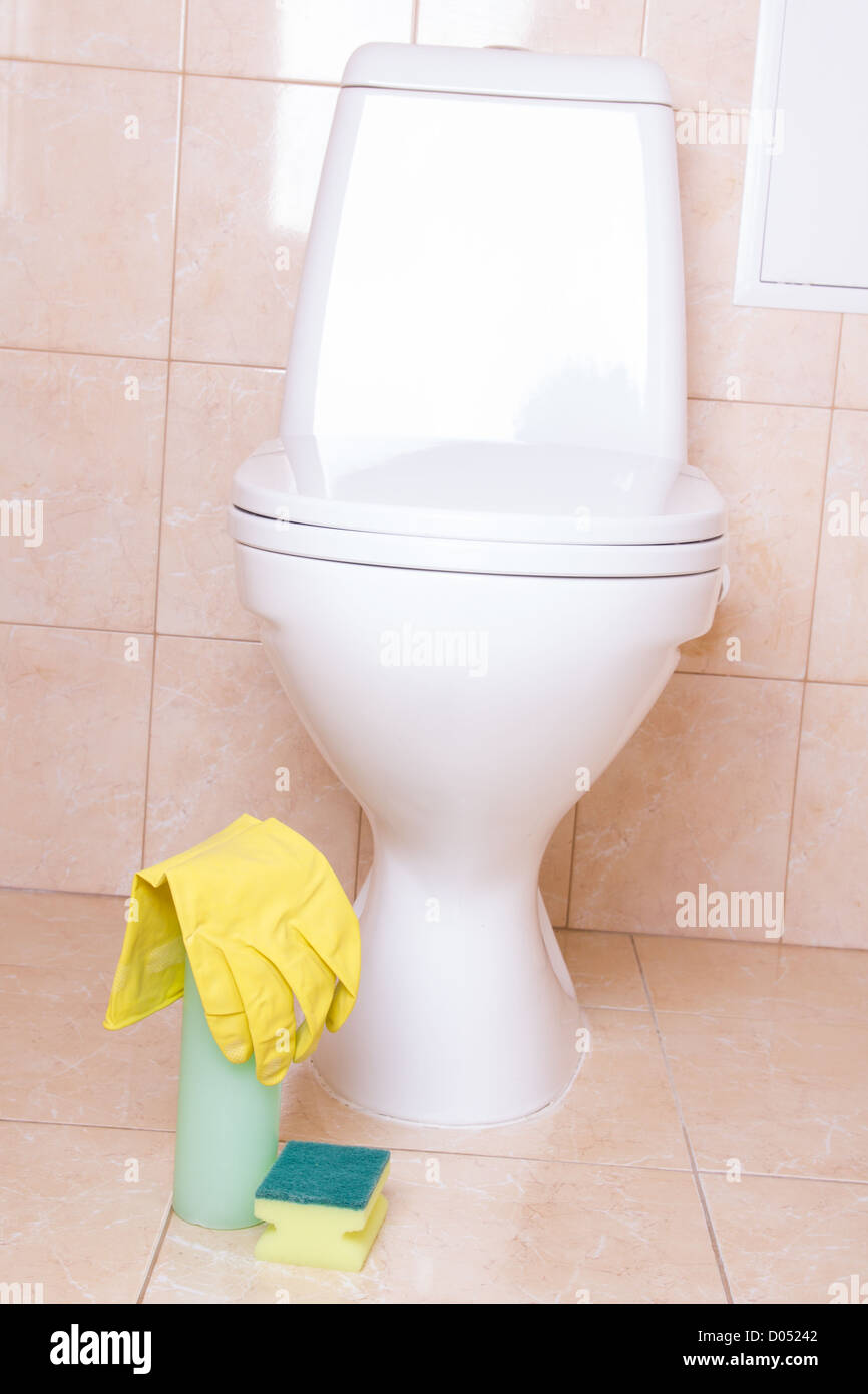 Sanitary tools for clean toilet Stock Photo - Alamy