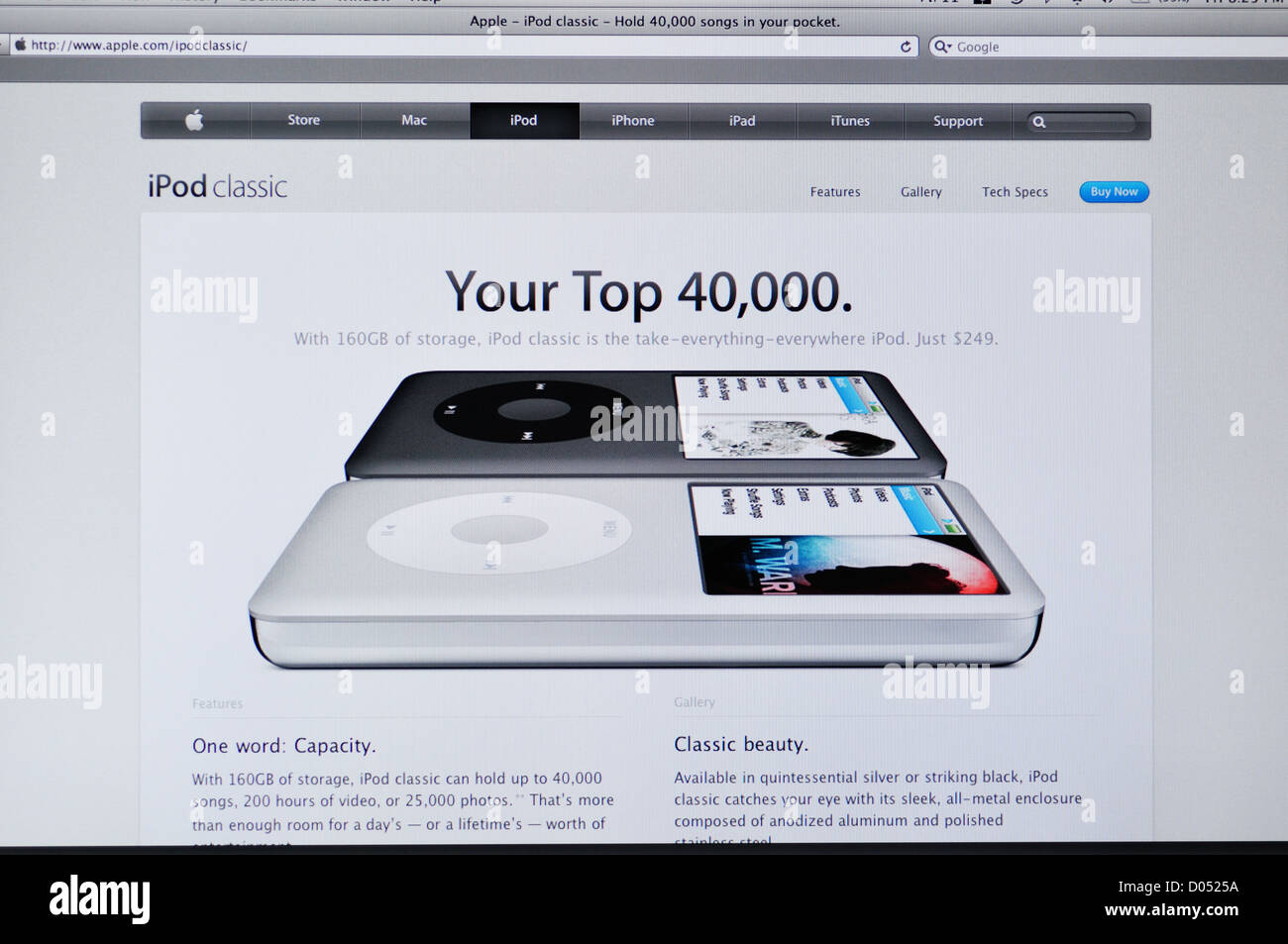 Apple store website - iPod Classic Stock Photo - Alamy